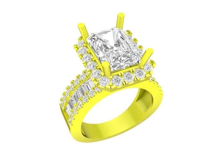 7090 luxury radiant diamond engagement ring for women 3D model 3D printable | CGTrader