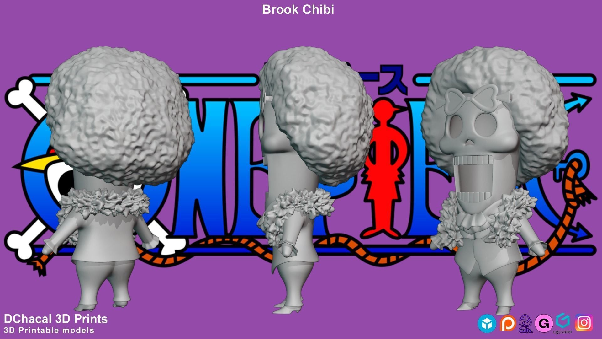 Brook Chibi - One Piece 3D model 3D printable | CGTrader