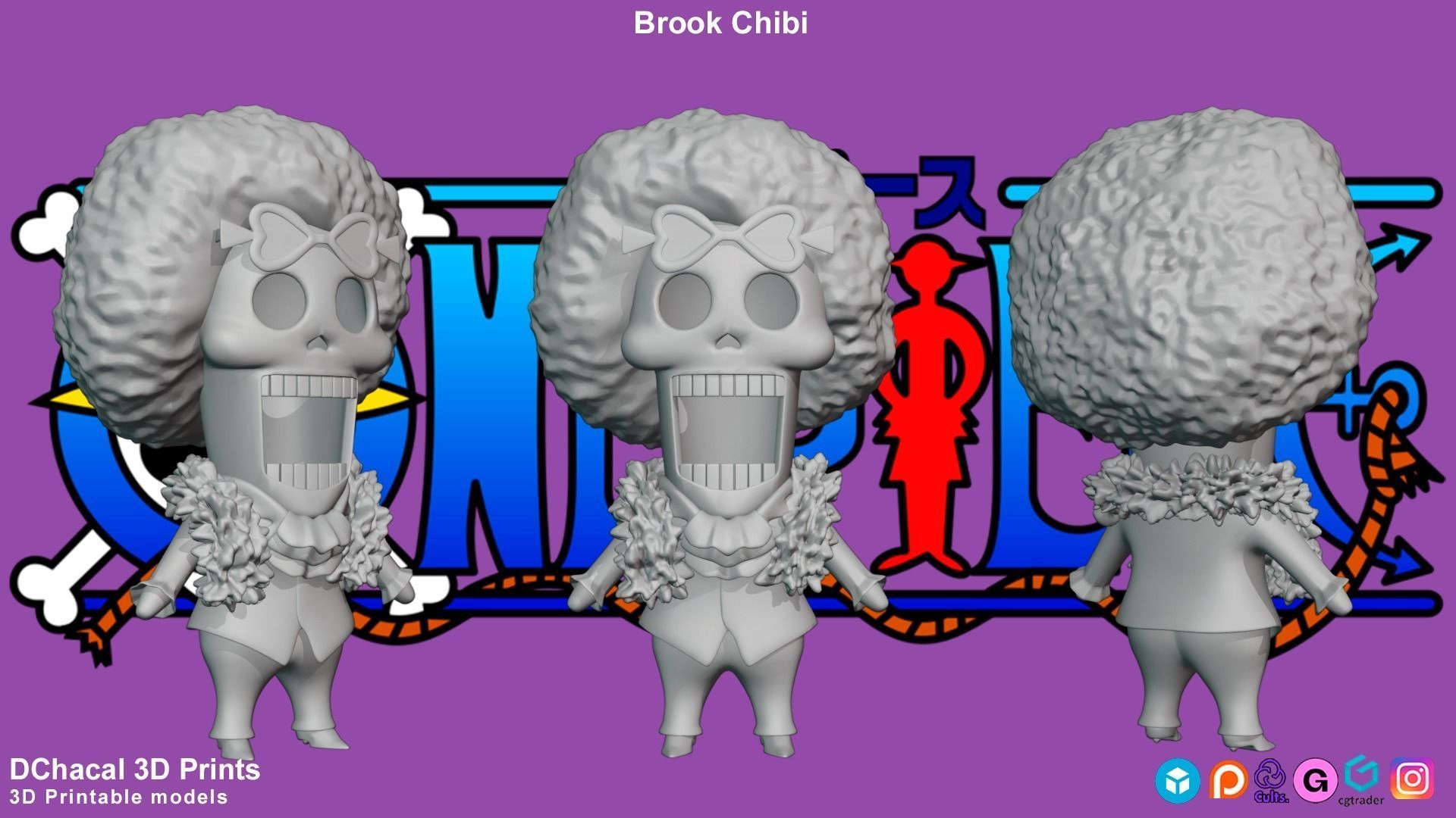 Brook Chibi - One Piece 3D model 3D printable | CGTrader