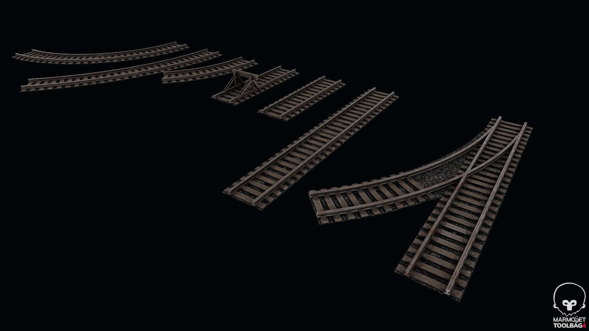3D model Old Modular Railway Tracks VR / AR / low-poly | CGTrader