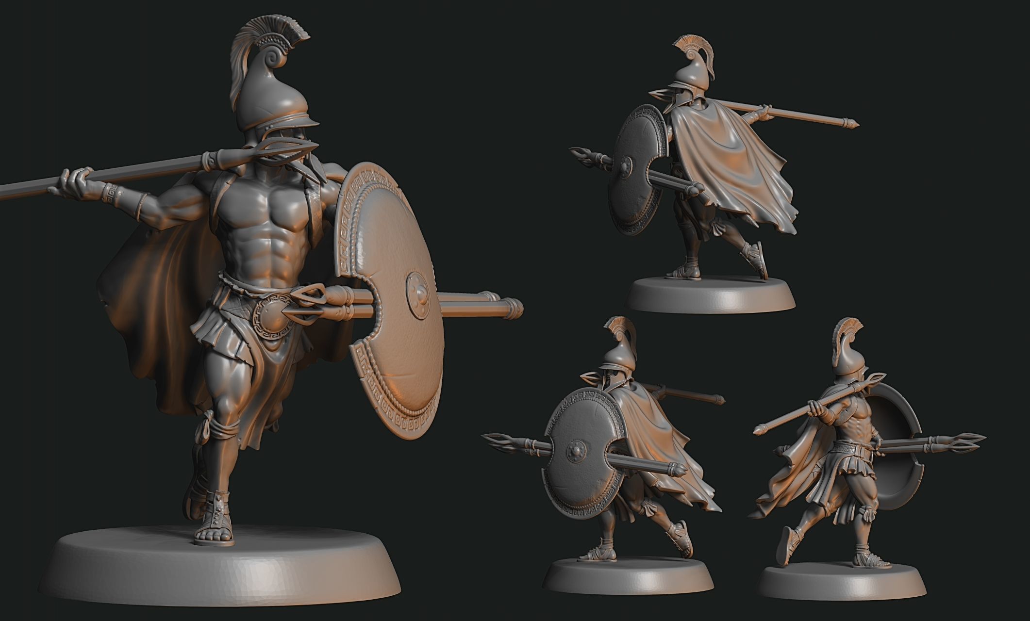 Ancient Greek Peltasta - Trathian Wolves - 32mm Miniatures 3D model 3D ...