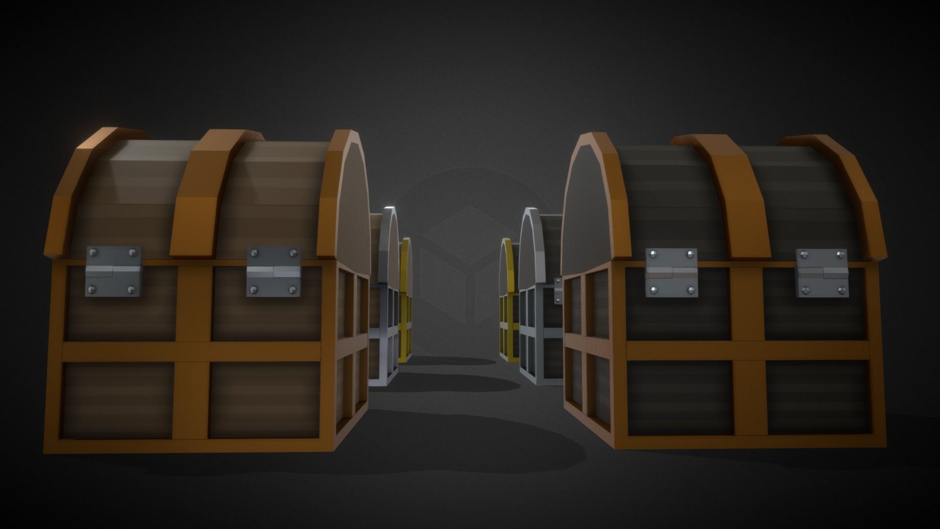 3D model Low Poly Chests Bronze SIlver and Gold pack VR / AR / low-poly ...