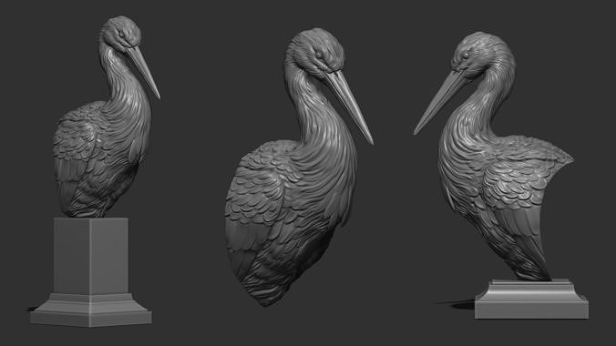 Stork bust 3D model 3D printable | CGTrader