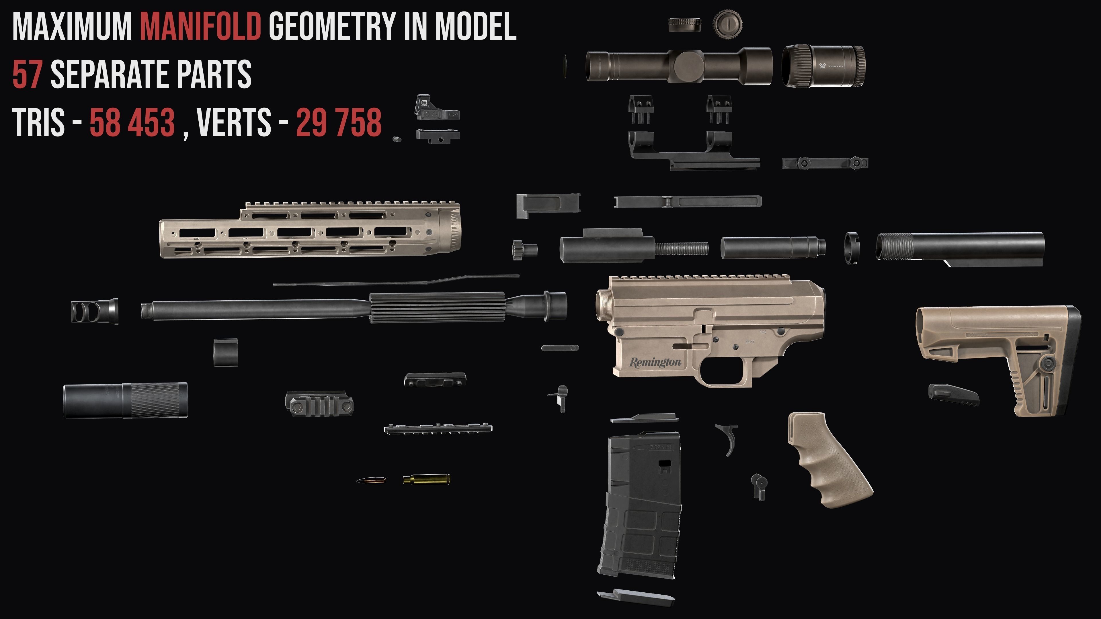 3D Model Collection Tactical Modular Modern Sniper Rifles gun Weapon ...