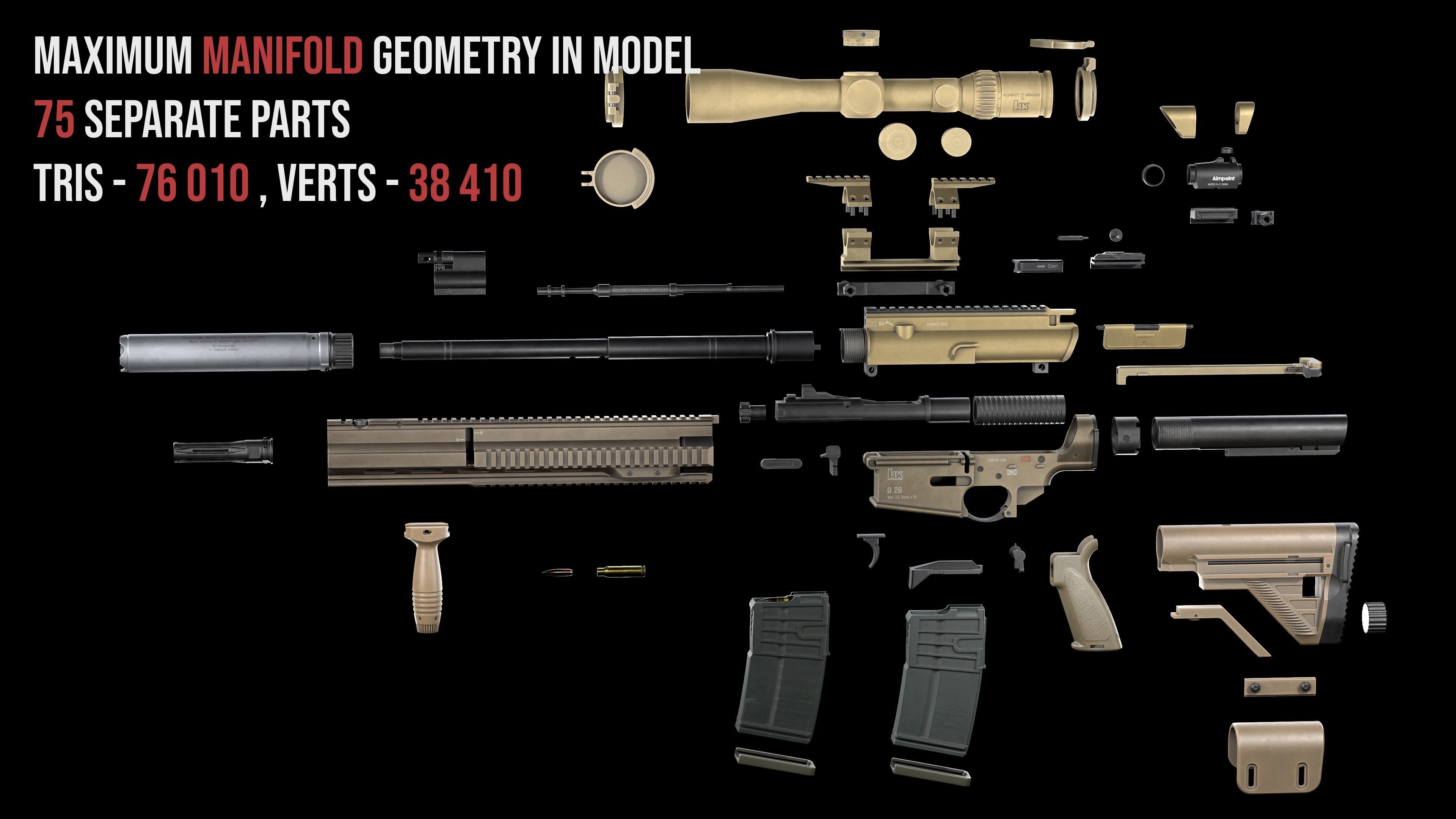 3D Model Collection Tactical Modular Modern Sniper Rifles gun Weapon ...