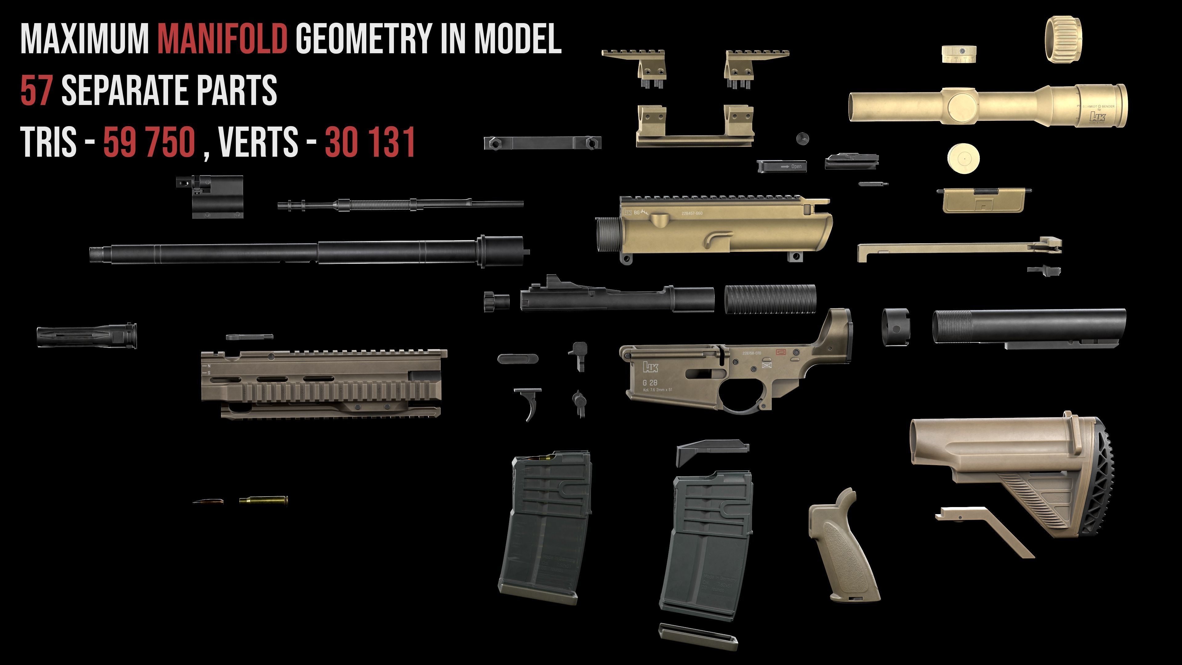 3D Model Collection Tactical Modular Modern Sniper Rifles gun Weapon ...