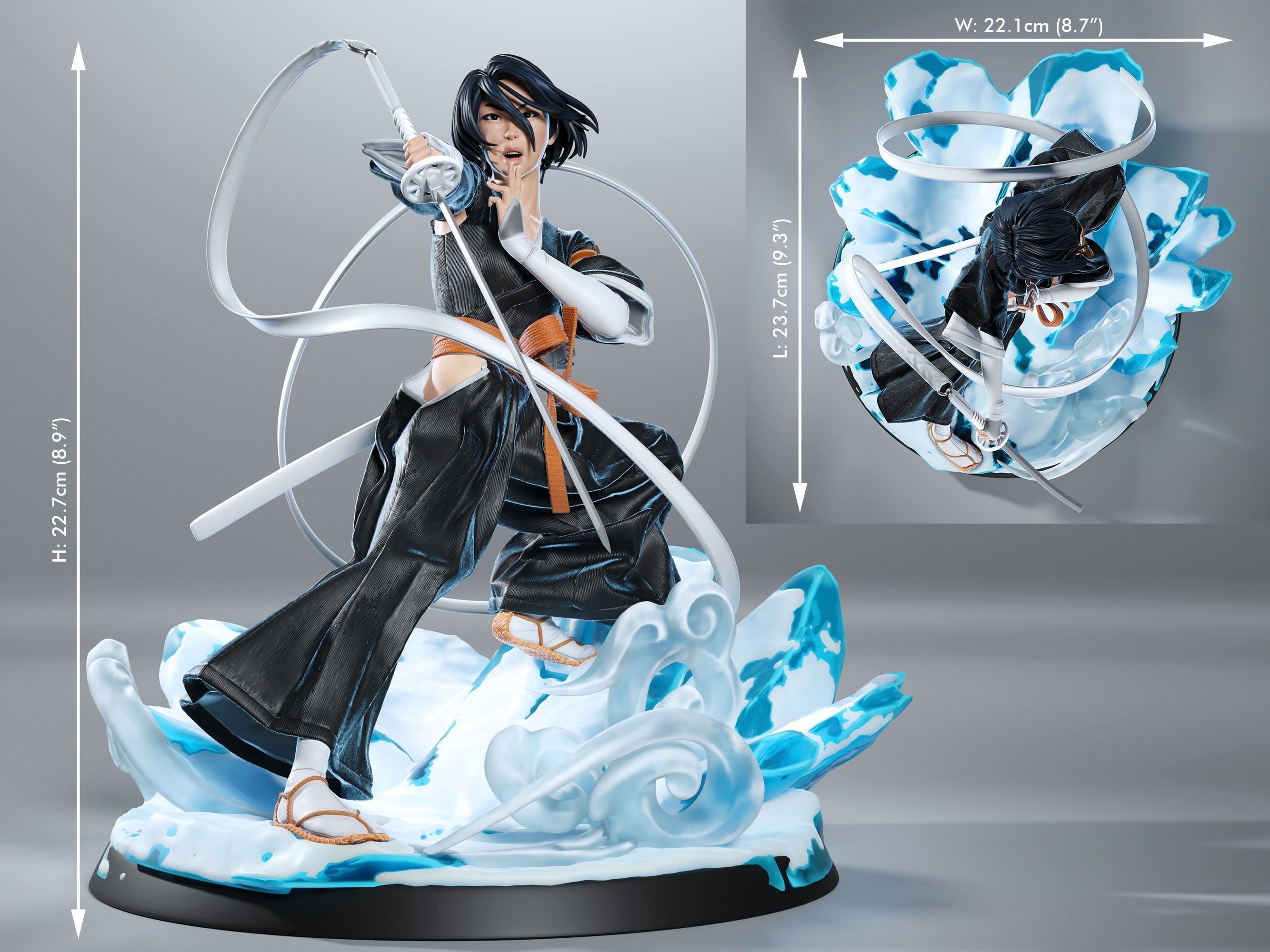 Bleach Rukia Figurine Statue Hollowed Presupported 3D Printable 3D ...