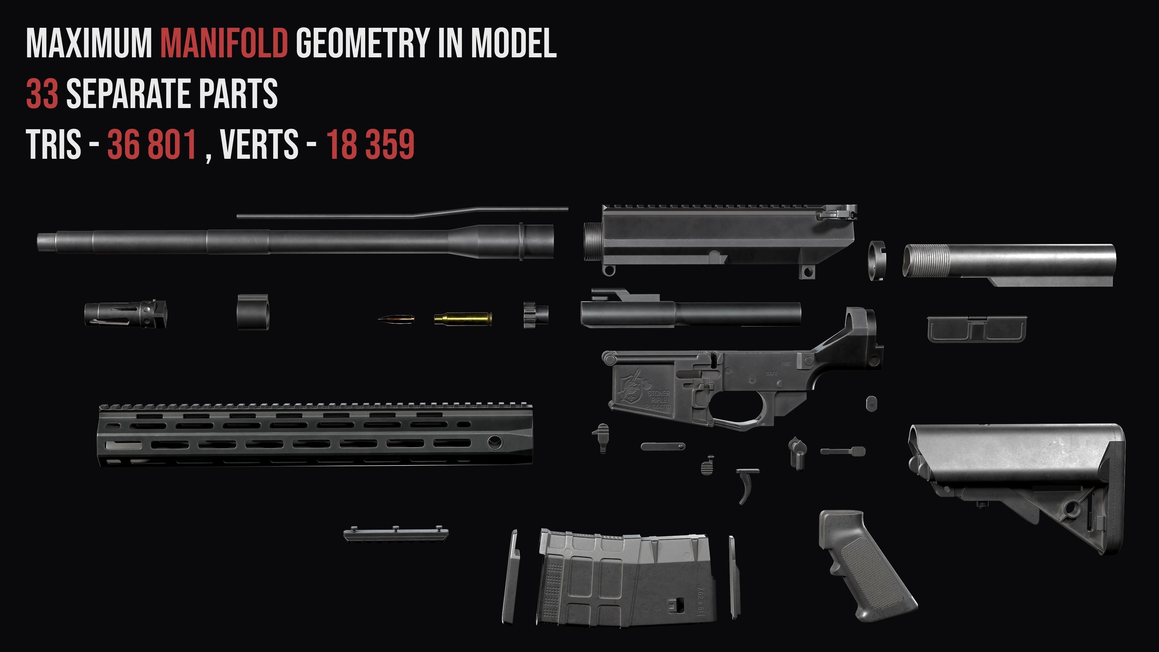 3D Model Collection Modular Modern Sniper Rifles gun Weapon Pack VR ...