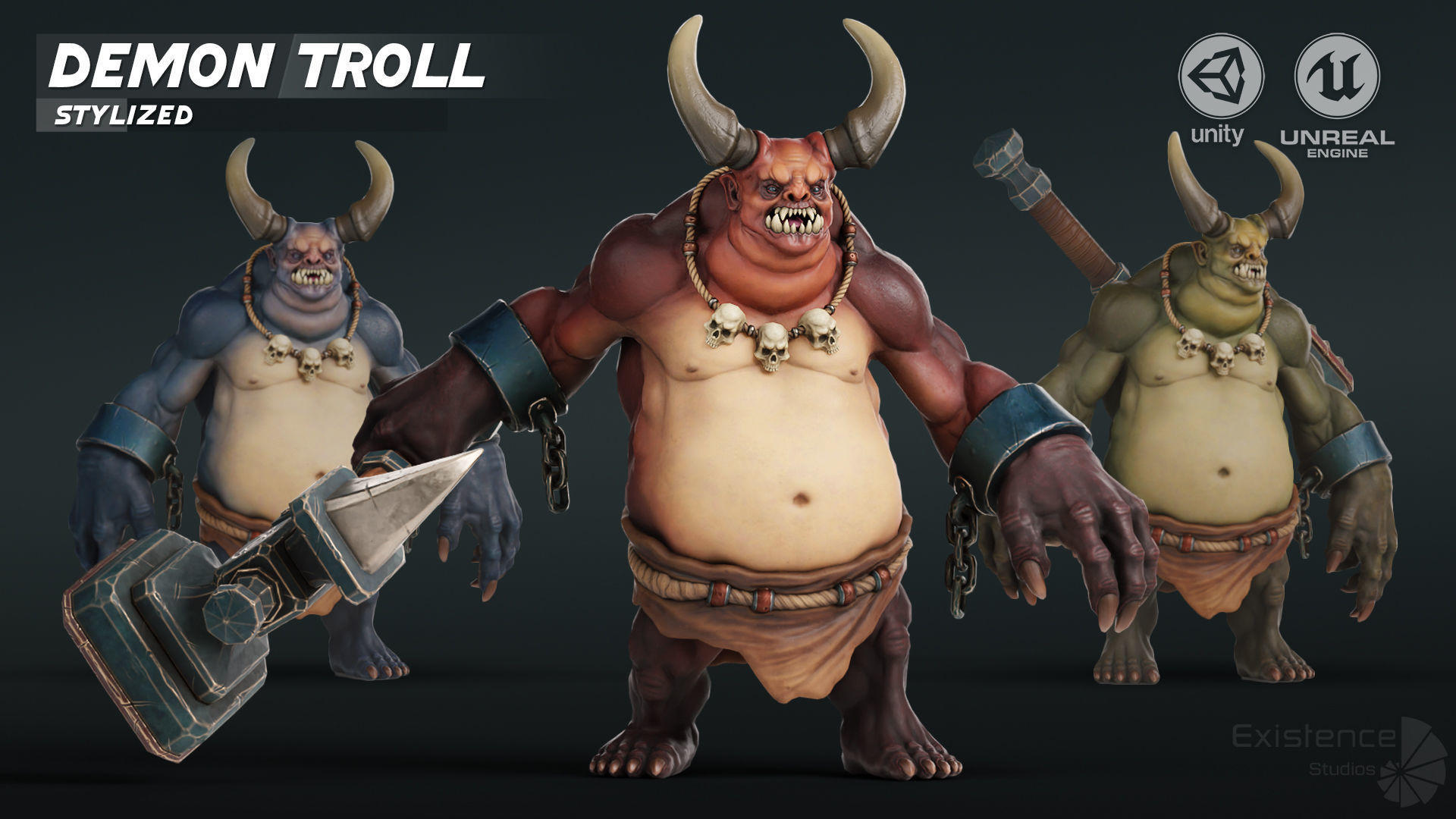 3D model Demon Troll - Stylized Devils Warrior RPG Character Monster ...