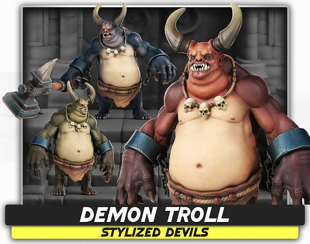 3D model Demon Troll - Stylized Devils Warrior RPG Character Monster ...