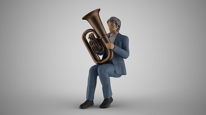 Man Playing Tuba 3D model 3D printable | CGTrader