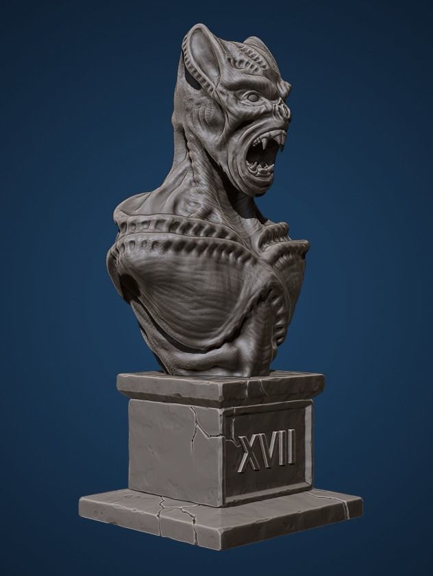 Bat Creature Bust for 3D Print 3D model 3D printable | CGTrader