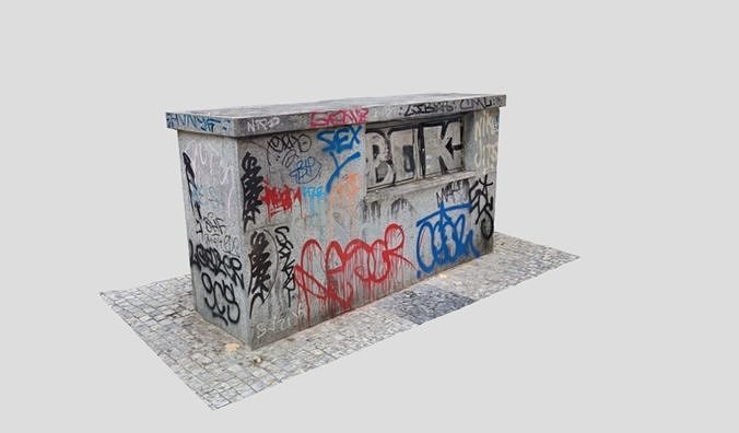 Graffiti Covered Electrical Box 3D model | CGTrader