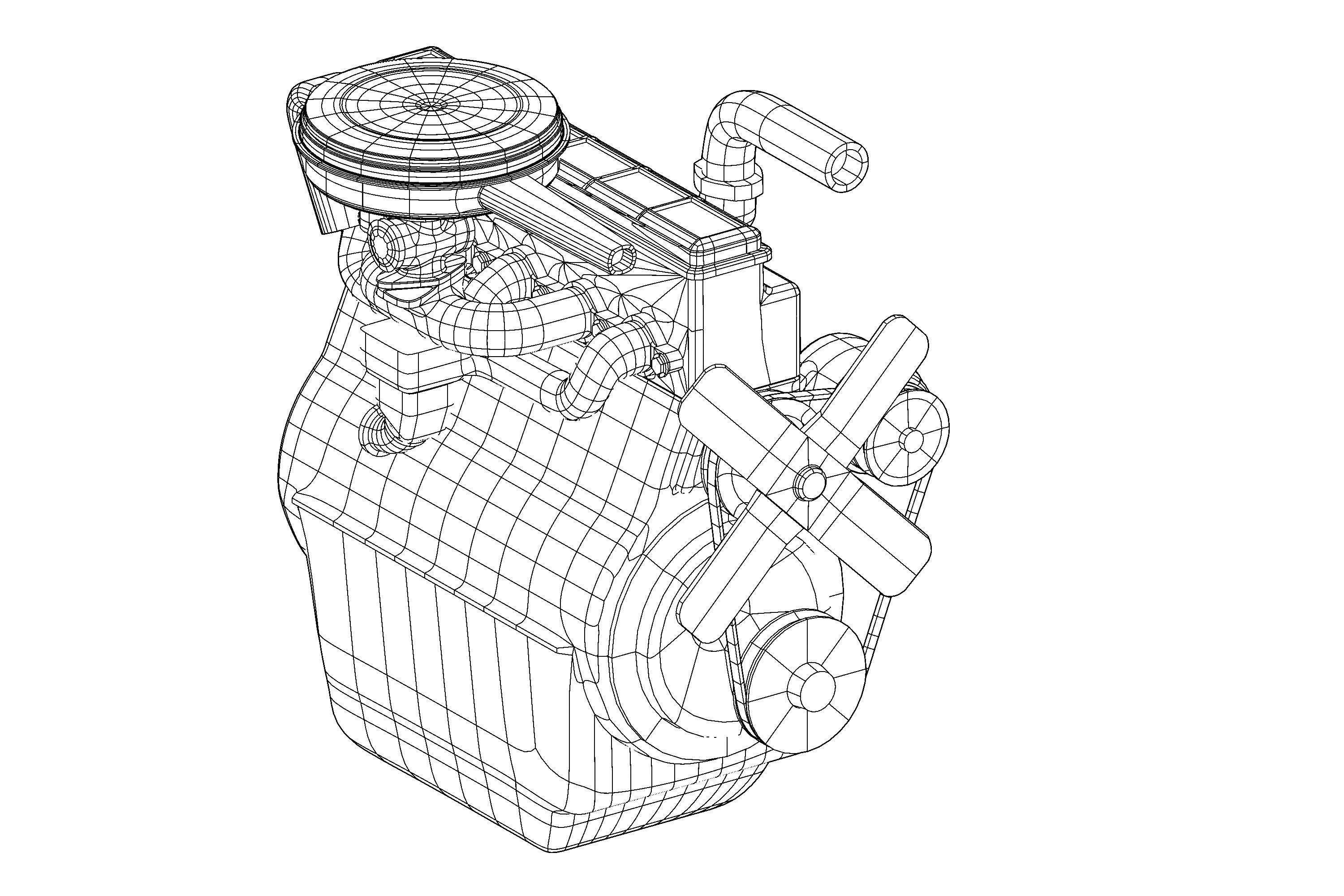 Old straight engine inline engine - simple 3D model | CGTrader