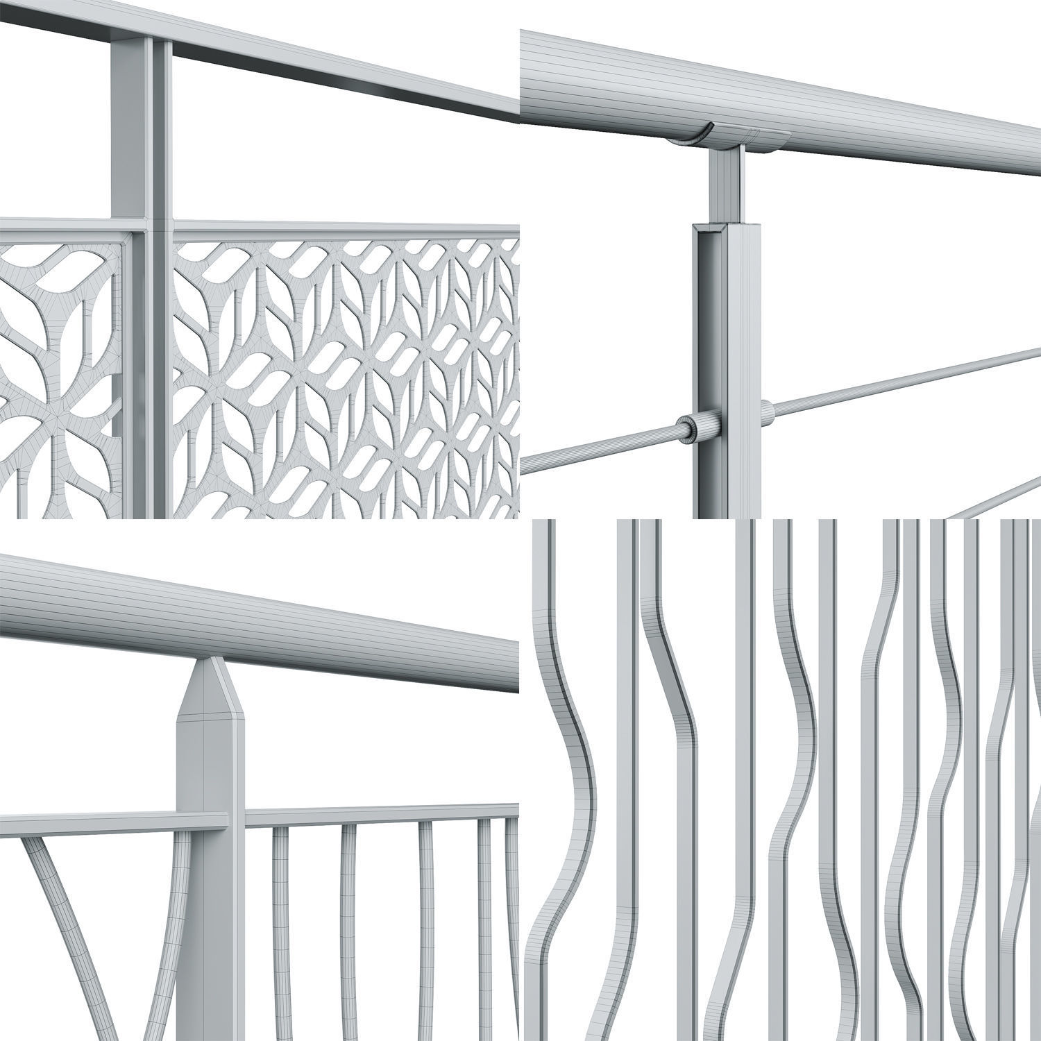 Set of modern railings 2 3D model | CGTrader