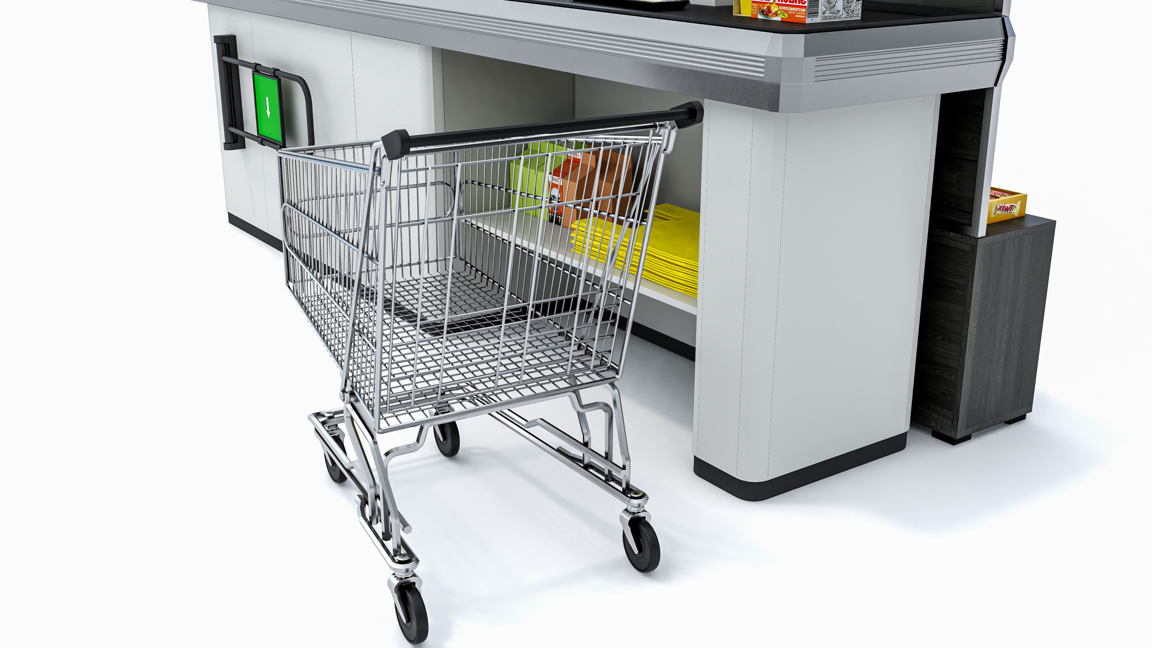 Supermarket Grocery stands Shelves Racks Showcase checkout 3D model | CGTrader