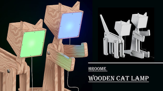HROOME WOODEN CAT LAMP 3D model | CGTrader