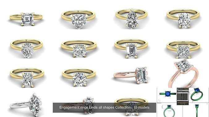 Engagement rings Linda all shapes Collection 3D printable | CGTrader
