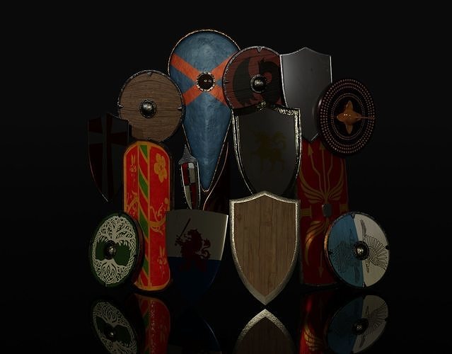 3D model shields pack VR / AR / low-poly | CGTrader