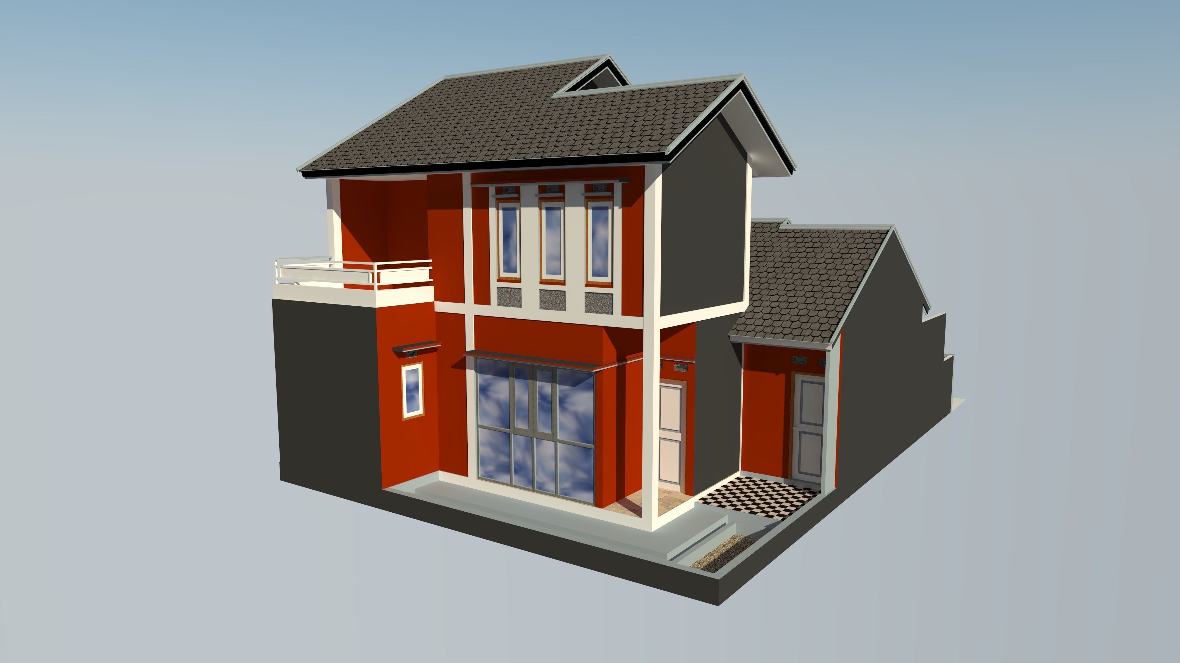 House land size 10 x 15 m 3D model | CGTrader