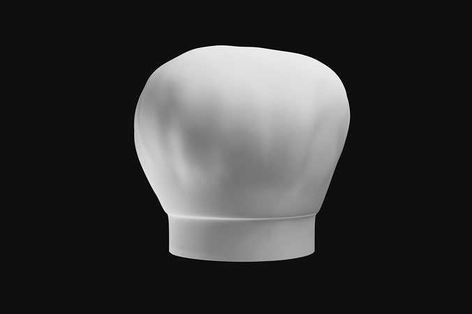 White cook chef hat 3D model | CGTrader