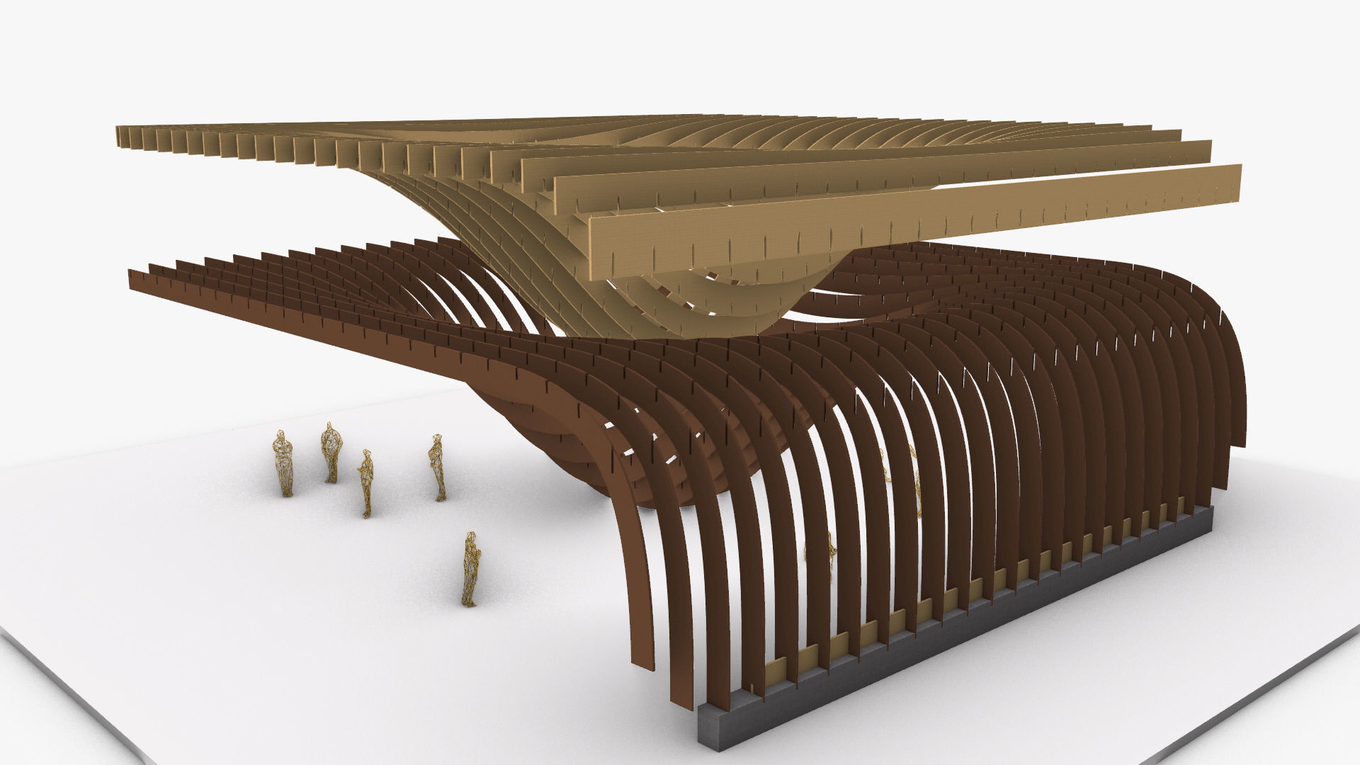 Parabolic Pergola Wooden Structure 3D model | CGTrader
