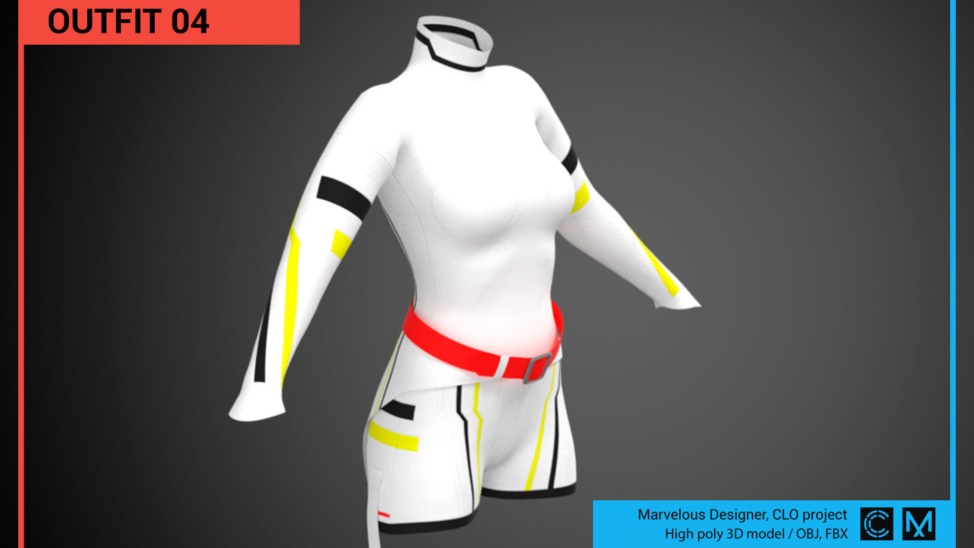 Outfit 04 - Marvelous Designer CLO project 3D model | CGTrader