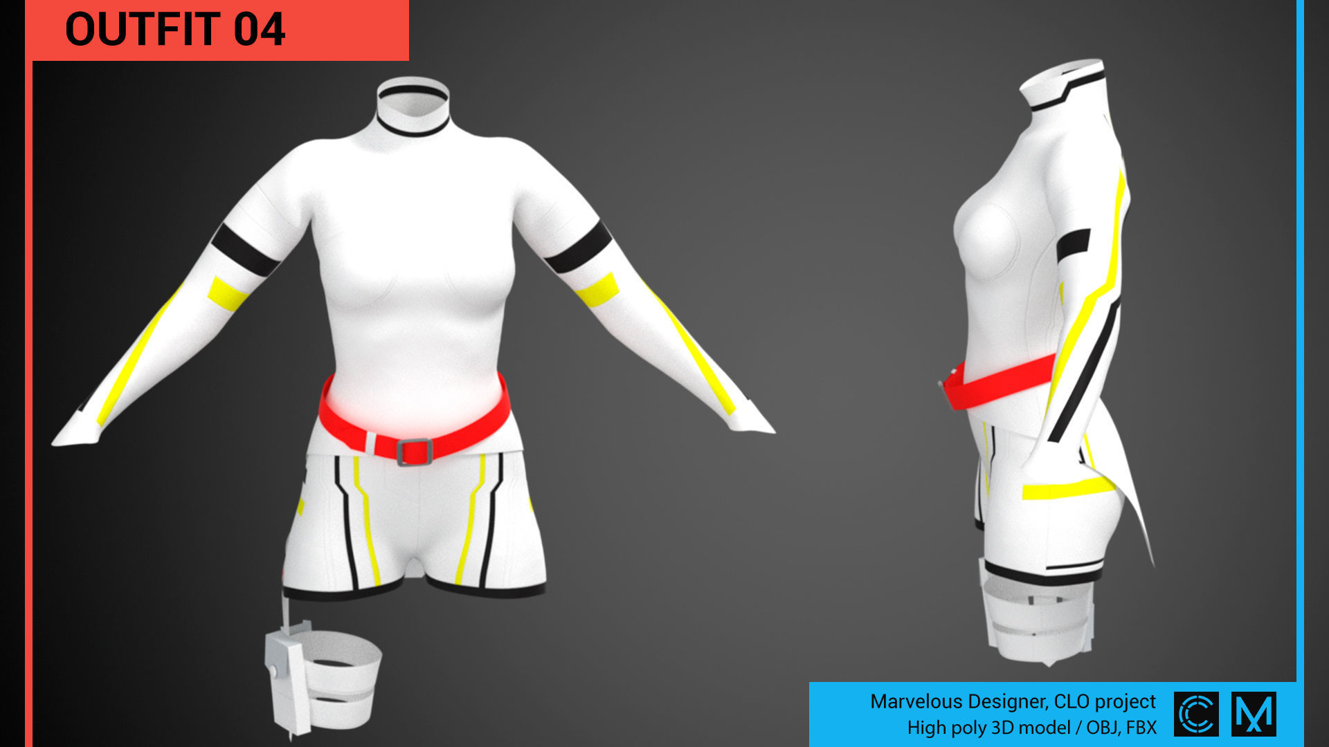 Outfit 04 - Marvelous Designer CLO project 3D model | CGTrader