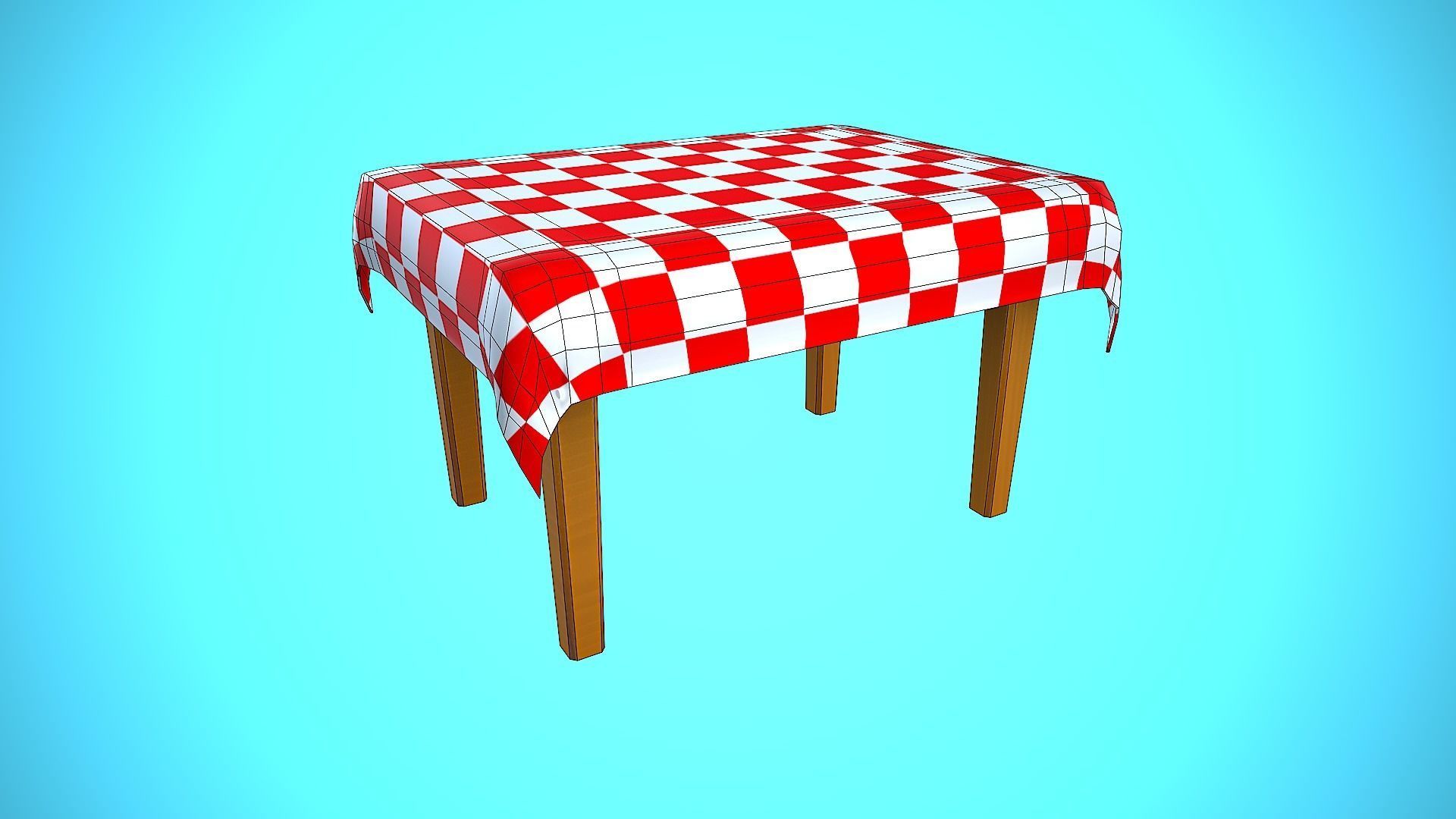 3D model TABLE 01 TABLECLOTH FURNITURE CARTOON STYLIZED VR / AR / low ...