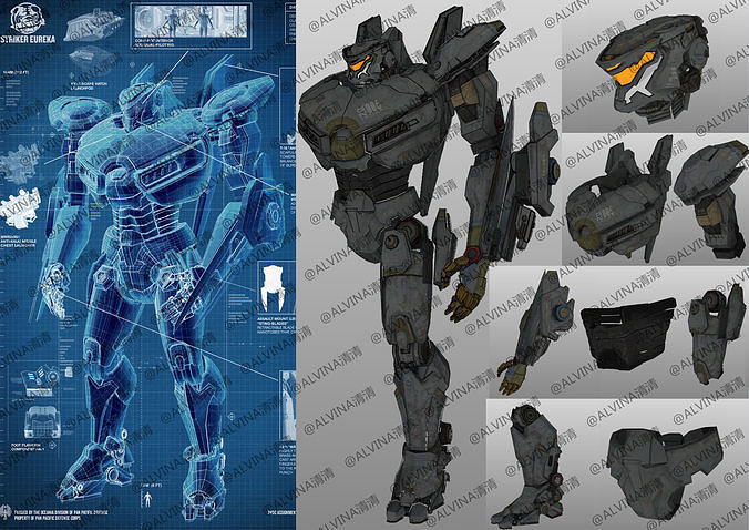 3D model Pacific Rim Striker Eureka Armor - DIY Cosplay Pepakura Foam ...