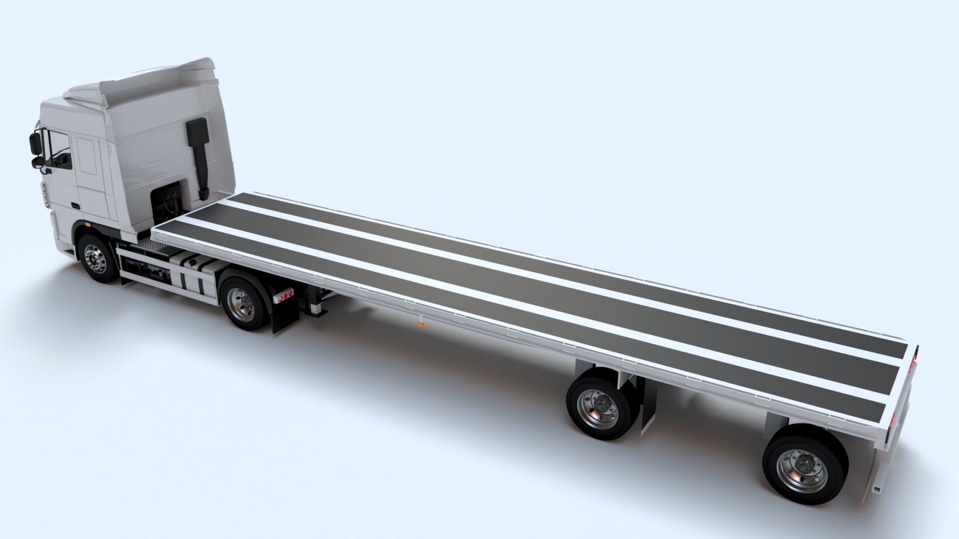 3D model Articulated DAF XF Truck Cab with Flatbed Trailer VR / AR ...
