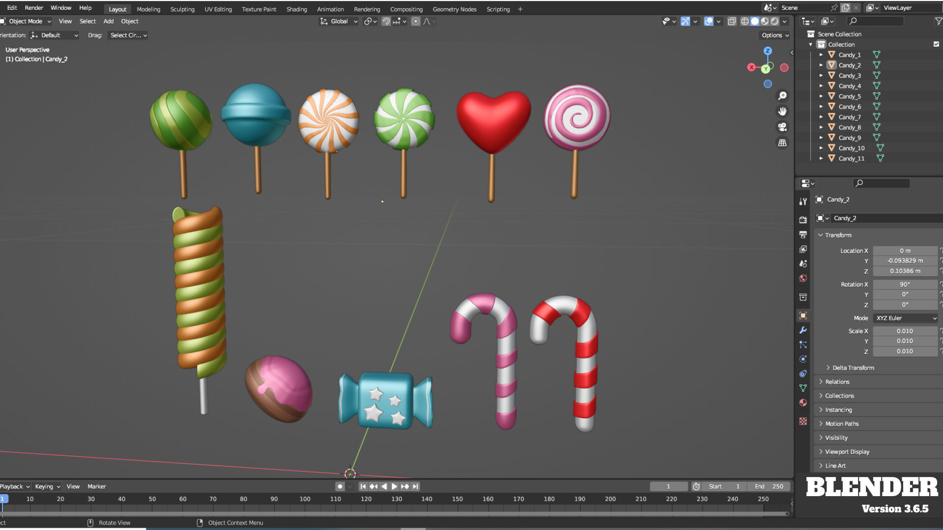 Candy Collection set of pins 2 3D model | CGTrader
