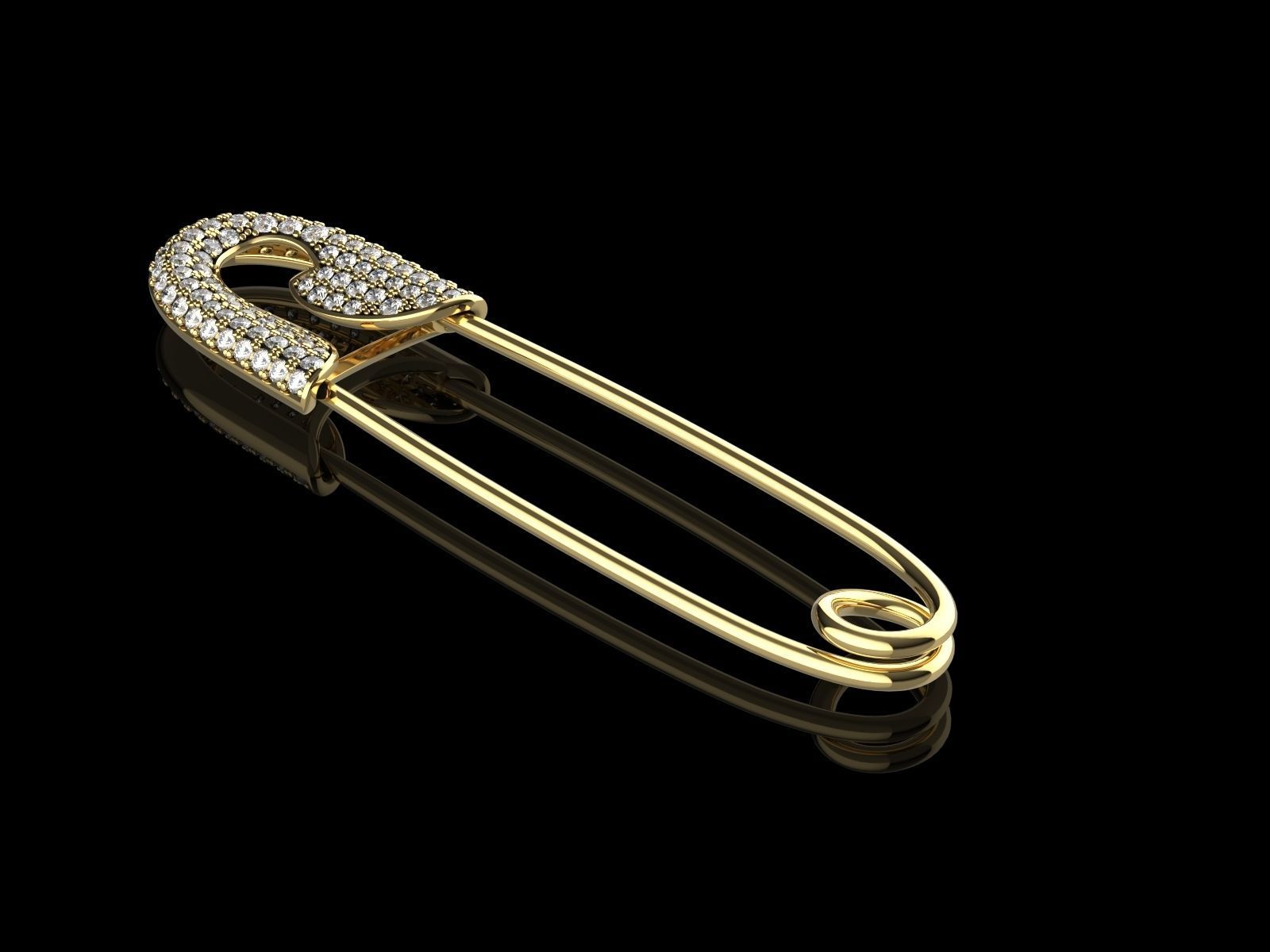 Diamond Safety Pin Brooch English Gold Pin 3D model 3D printable | CGTrader