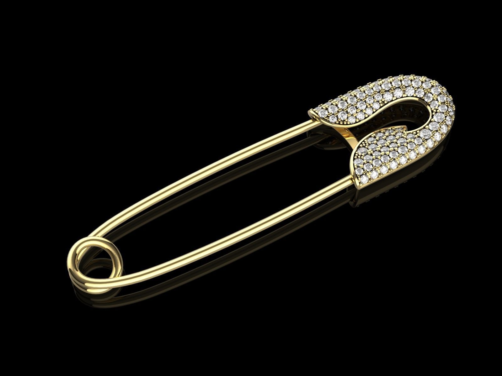 Diamond Safety Pin Brooch English Gold Pin 3D model 3D printable | CGTrader