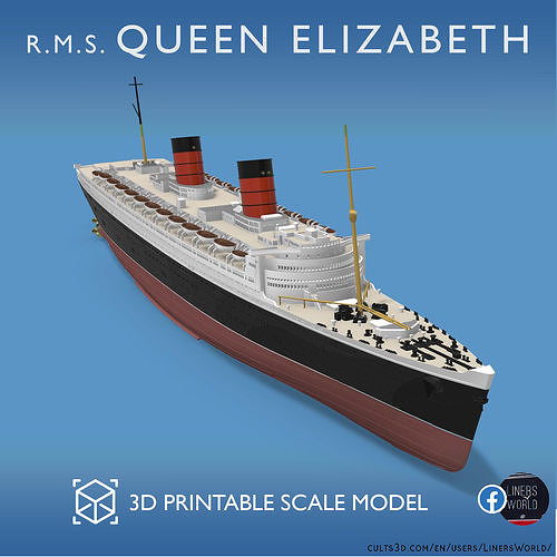 original RMS Queen Elizabeth ocean liner 3D print ready model 3D model ...