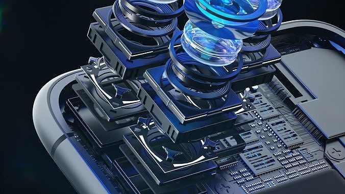 explosion model of internal structure of mobile phone camera 3D model ...