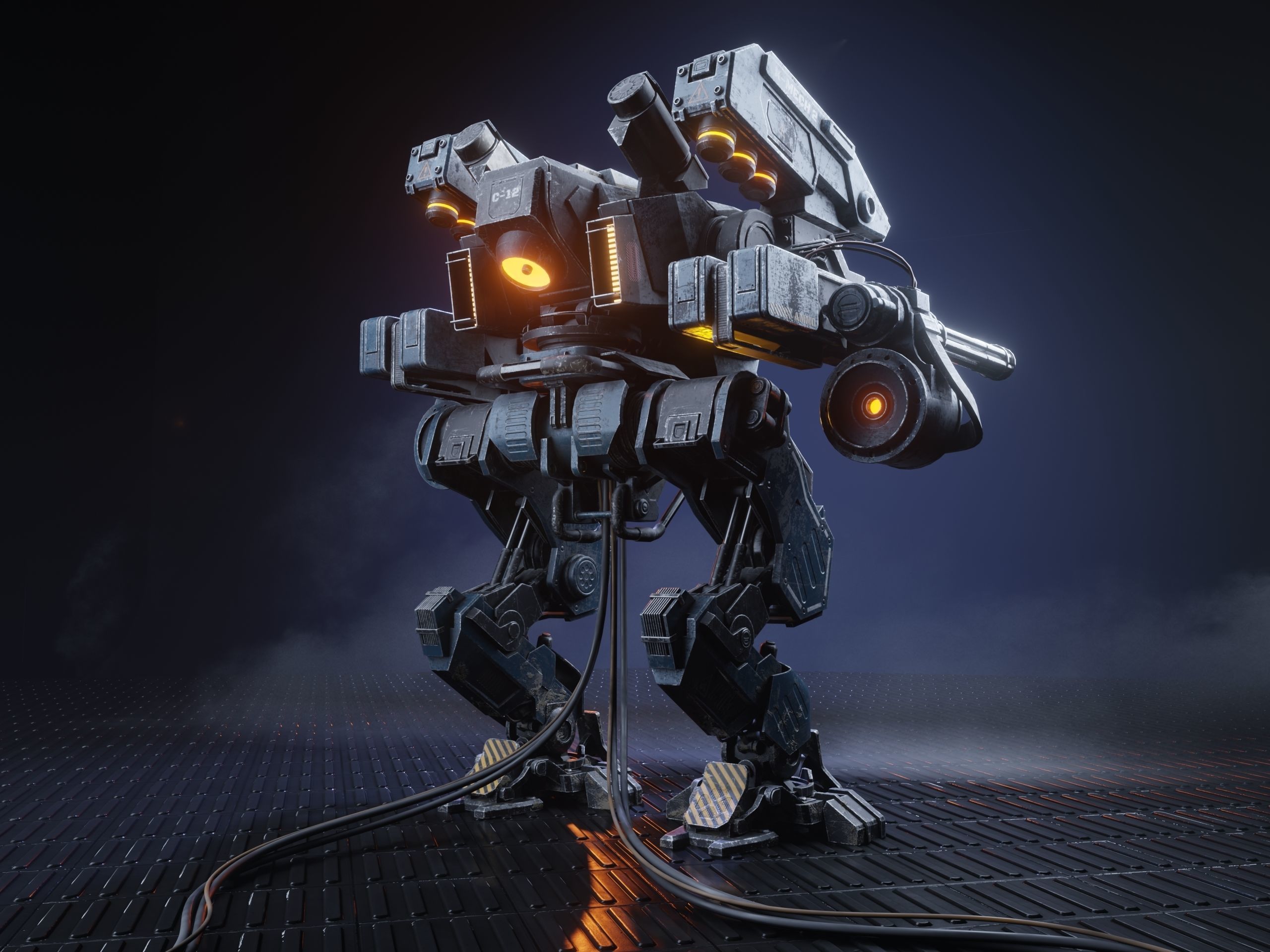 3D model Realistic Mech in military style VR / AR / low-poly | CGTrader