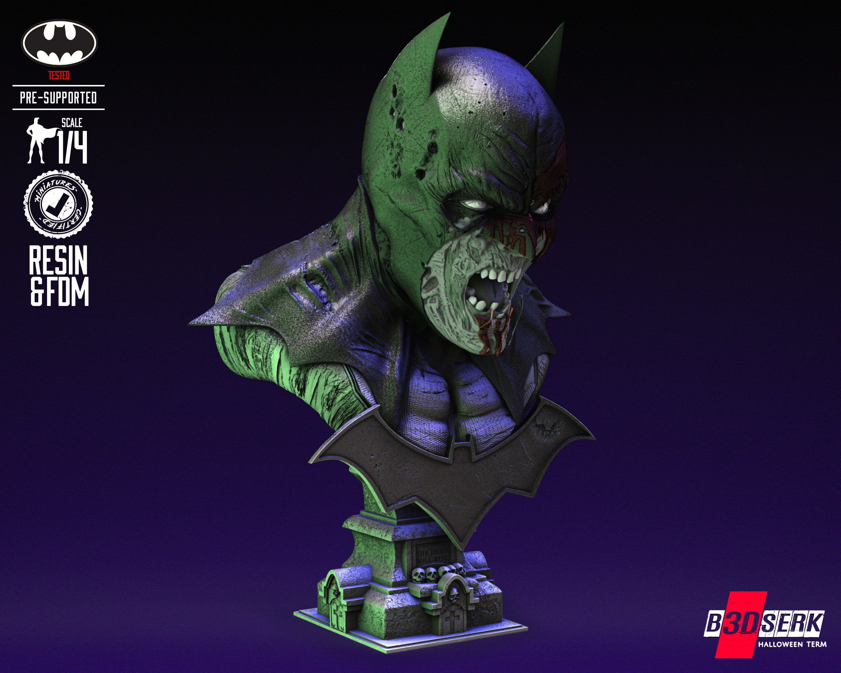 B3DSERK Batman Zombie Bust Tested for 3D printing 3D model 3D printable ...