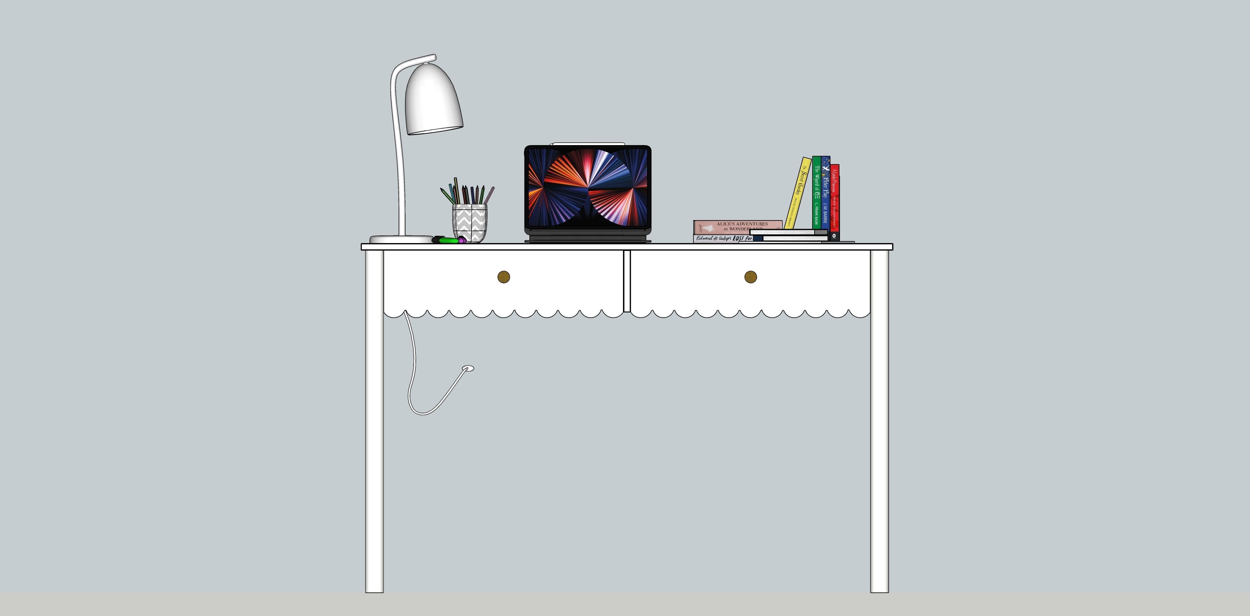 Kid Desk MOCKA Maisie Scalloped 3D model | CGTrader