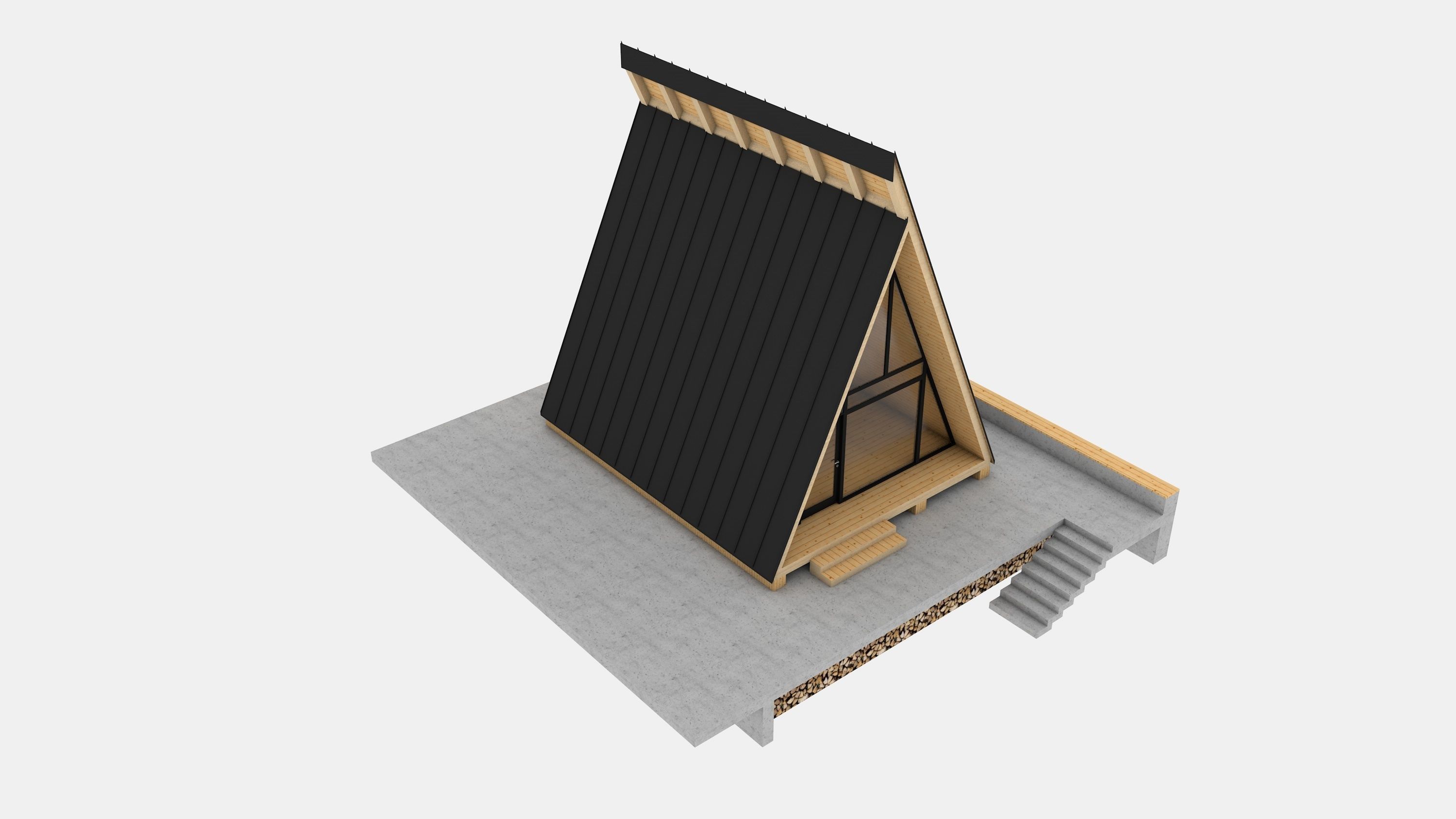Aframe cabin Montana 3D model | CGTrader