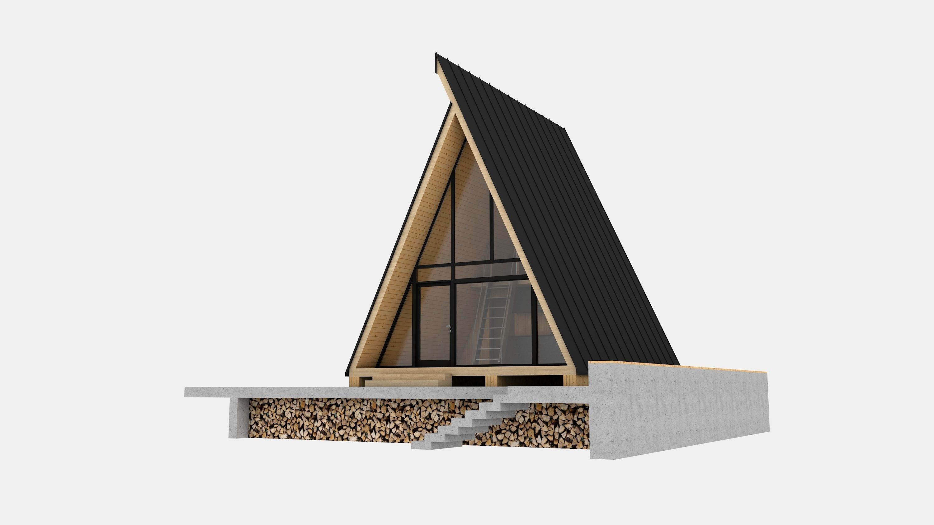 Aframe cabin Montana 3D model | CGTrader