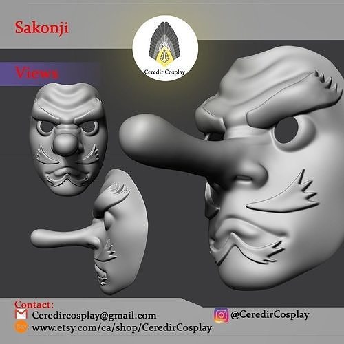 Tengu Mask Sakonji Mask 3d digital download 3D model 3D printable ...