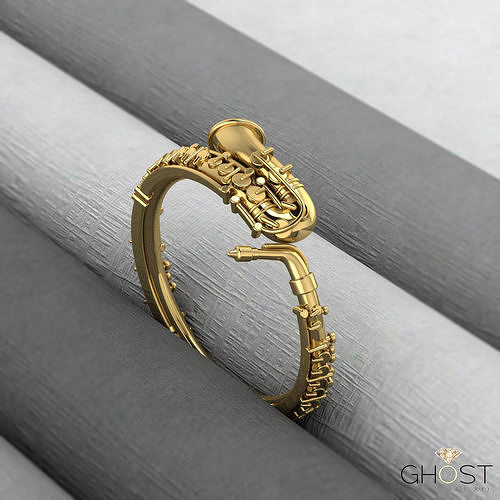 saxophone ring 3D model 3D printable | CGTrader