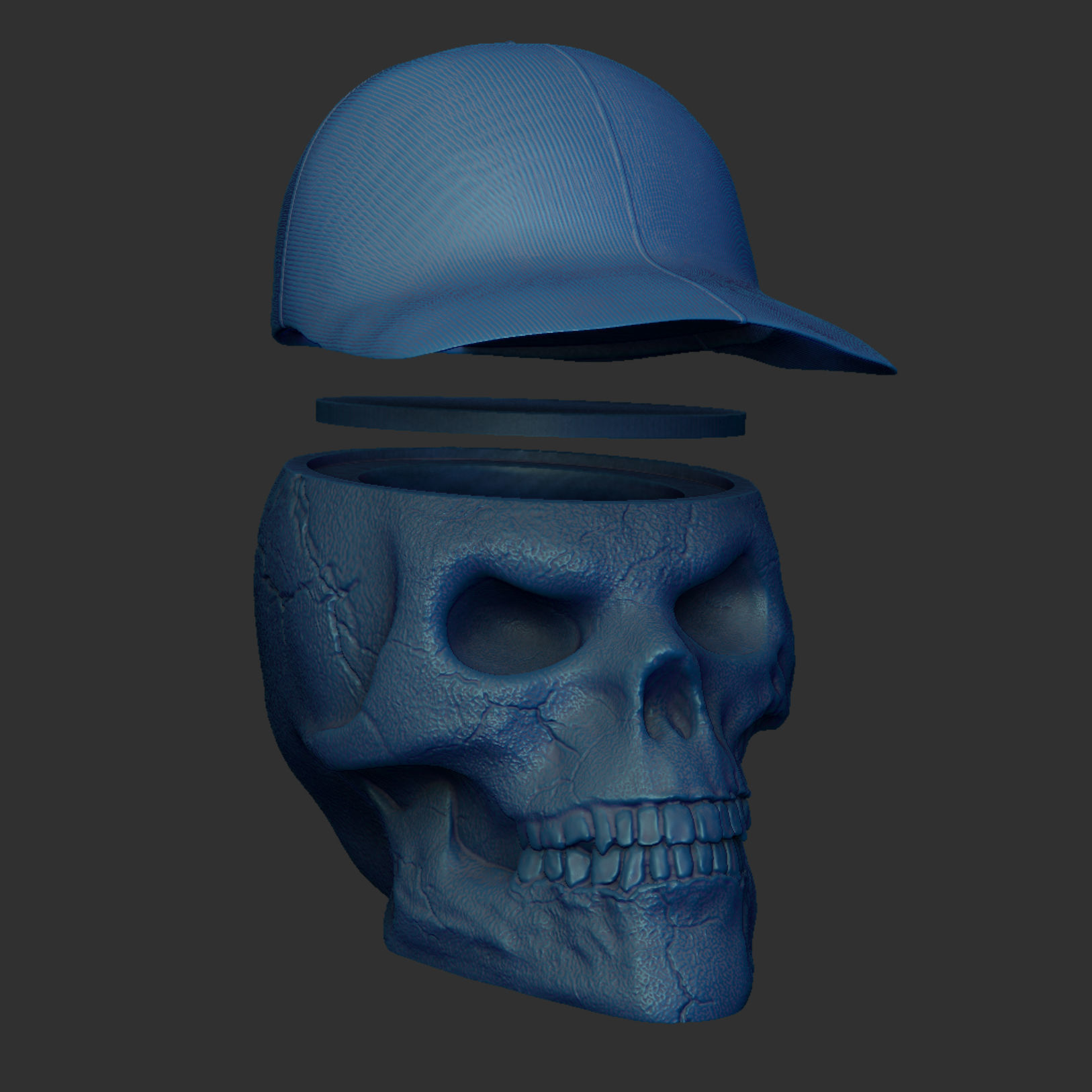 Skull with Basecup Hat hollow inside 3D model 3D printable | CGTrader