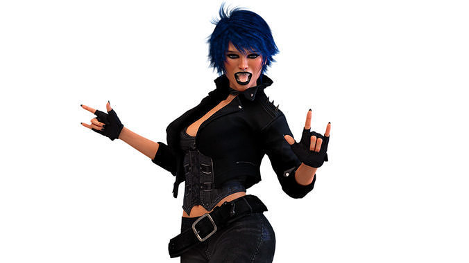 Punk Goth Emo Girl 3D model animated rigged | CGTrader
