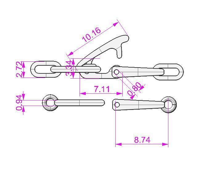 Printable jewelry3D lock clasp 4mm for bracelet or chain STL 3D model ...