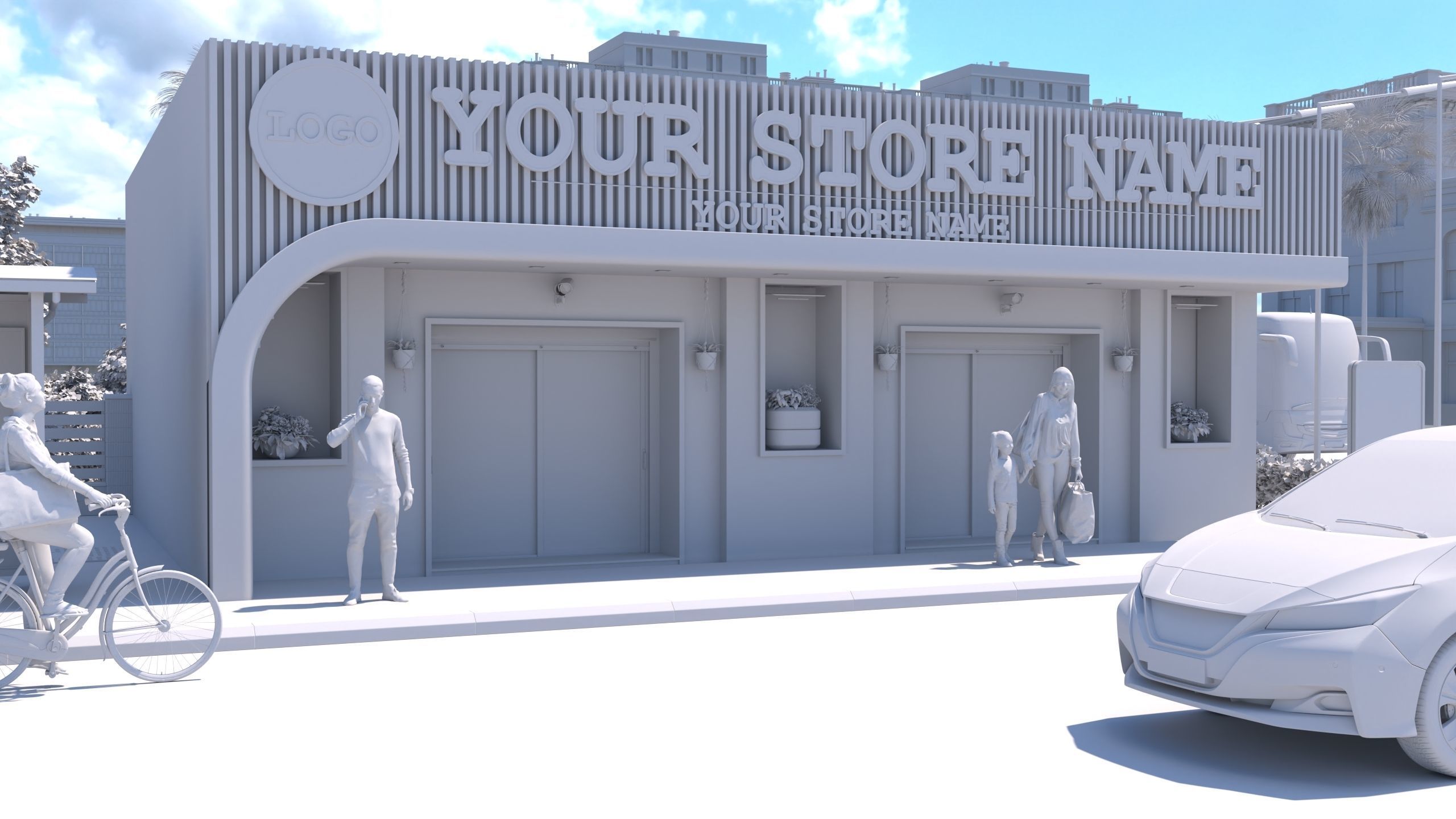 3D model Store Exterior low-poly 3D model VR / AR / low-poly | CGTrader
