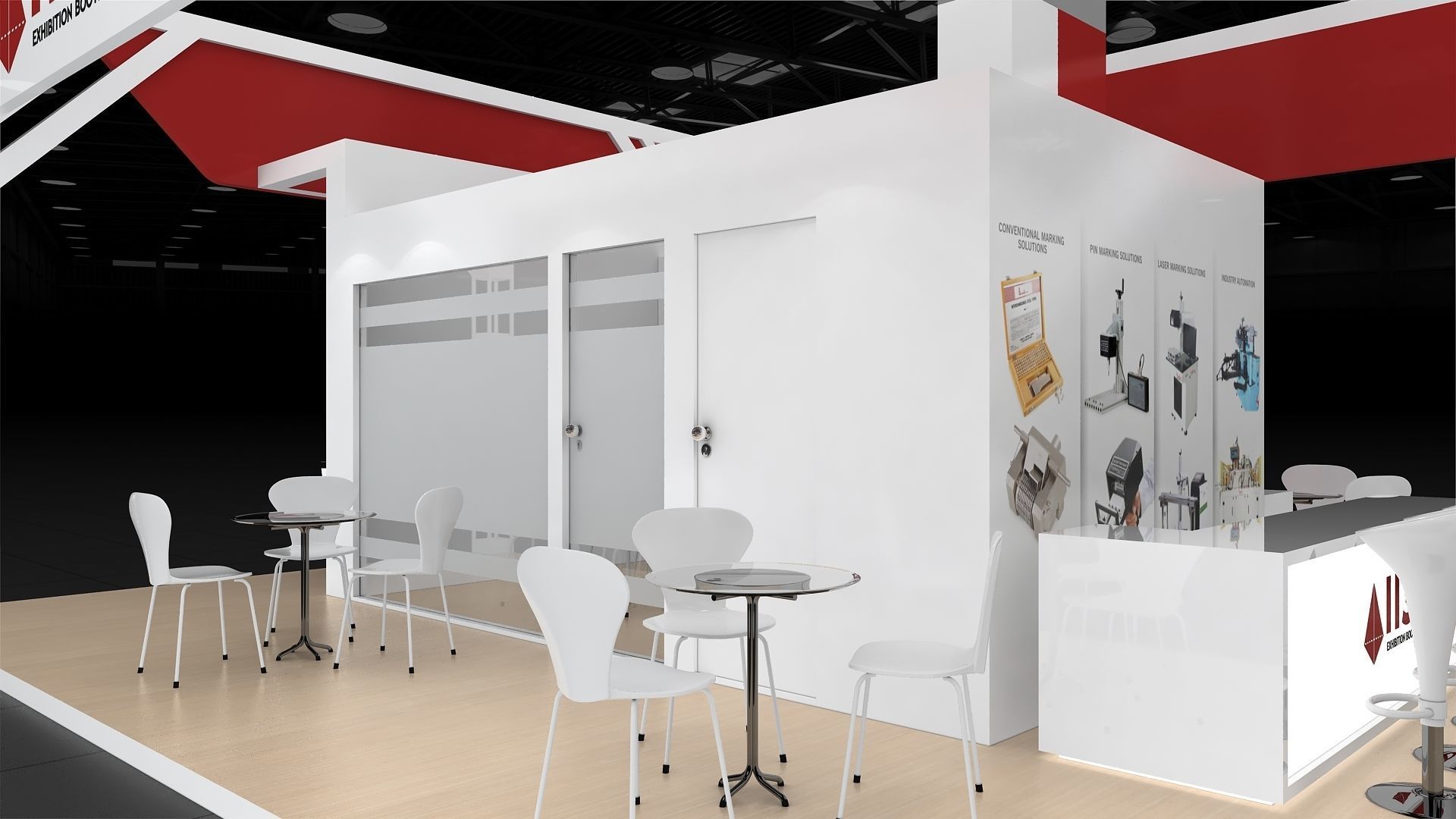 Exhibition Stand Stall Four Side Open 17X6 3D model | CGTrader