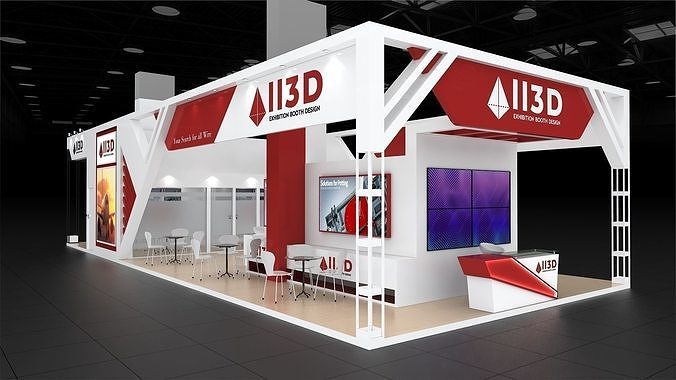 Exhibition Stand Stall Four Side Open 17X6 3D model | CGTrader