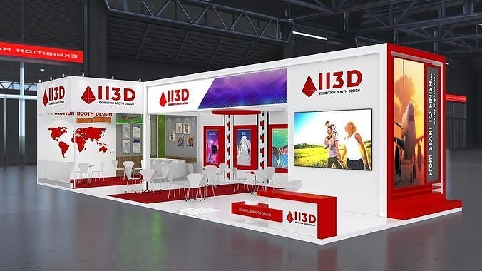 Exhibition Stand Stall Two Side Open 15X6 3D model | CGTrader